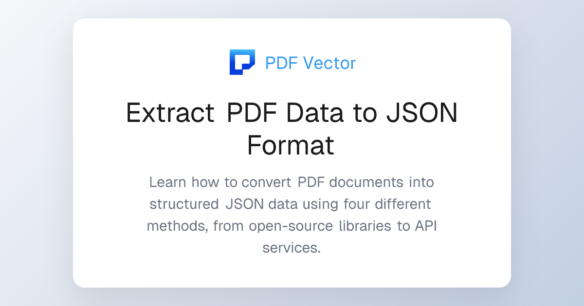 Extract PDF Data to JSON Format - PDF Vector